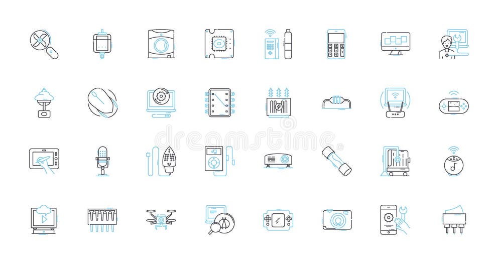 Technological Tools Linear Icons Set. Innovation, Gadgets ...