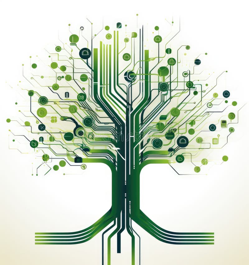 Technological Tree, in White Background, Generative Ai Stock ...