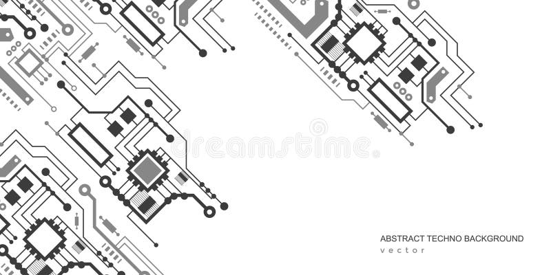 Technological White Background. Electronic Board . Processor. Vector ...