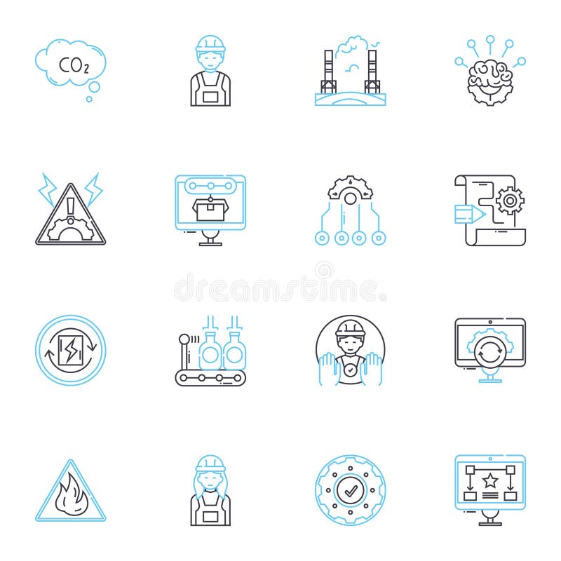 Technological Workshop Linear Icons Set. Innovation, Creativity, Coding ...