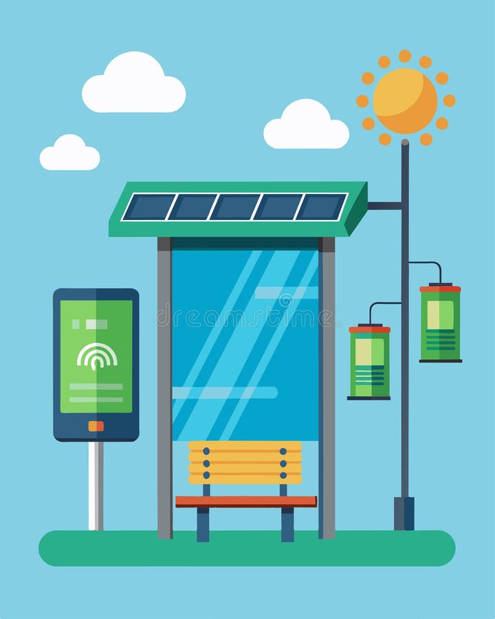 A Technologically Advanced Bus Stop that Has a Touch Screen Display ...