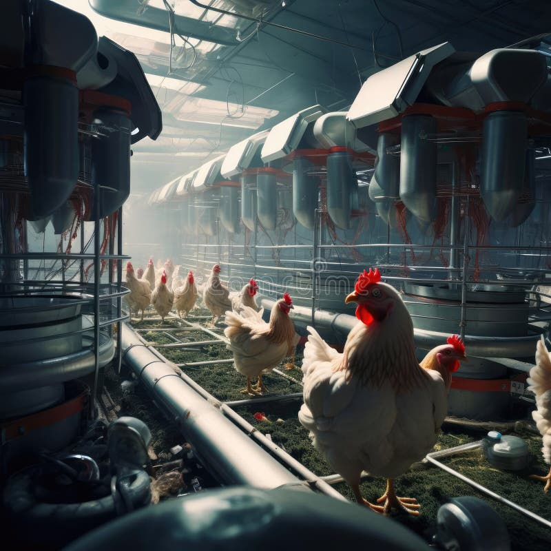 Technologically Advanced Chicken Farm Stock Illustration - Illustration ...