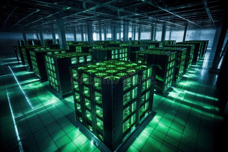 Technologically Advanced Server Farm Housing Powerful Servers and ...