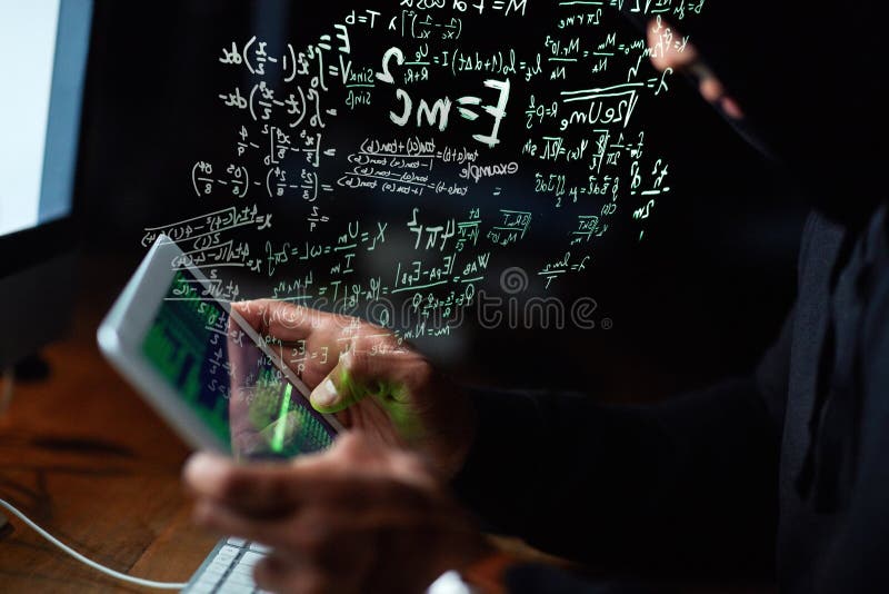 Technologically Fluent. a Young Hacker Cracking a Computer Code in the ...