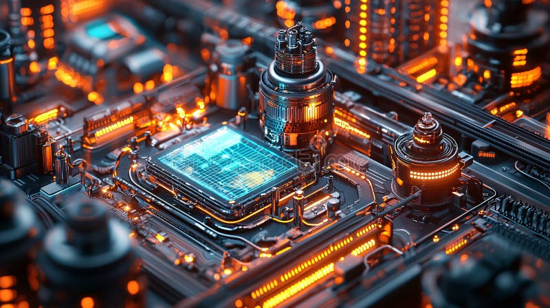 A Technologically Sensitive Close-up of the Chip Stock Illustration ...