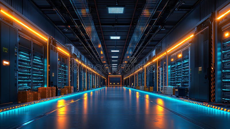 A Technologically Sensitive Server Room Stock Illustration ...