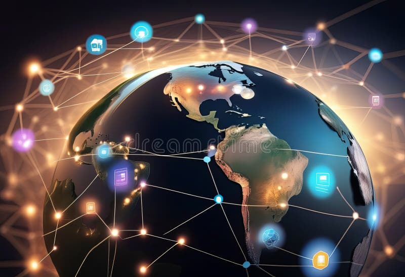 Technologies Connecting the World Stock Illustration - Illustration of ...