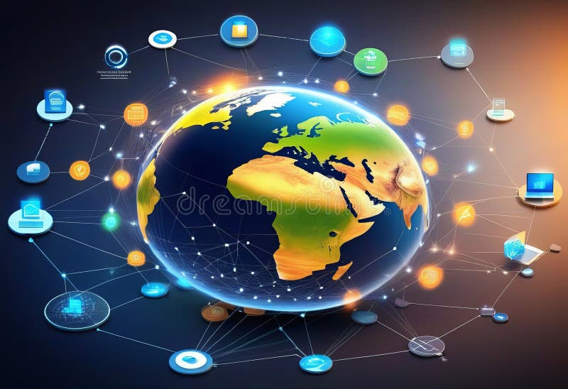 Technologies Connecting the World Stock Illustration - Illustration of ...