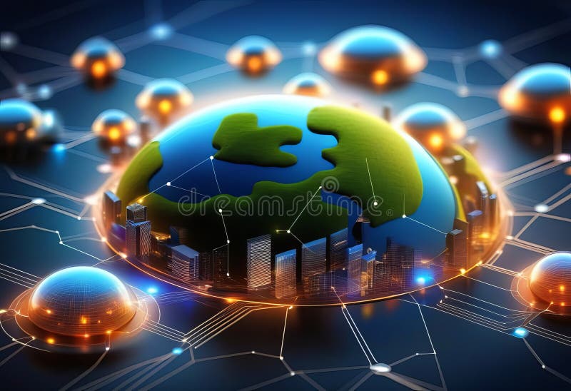 Technologies Connecting the World Stock Illustration - Illustration of ...