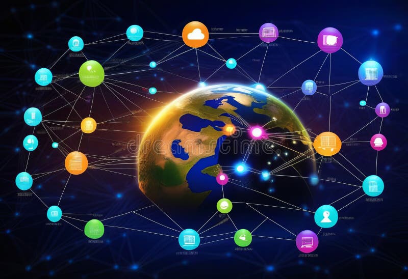 Technologies Connecting the World Stock Illustration - Illustration of ...