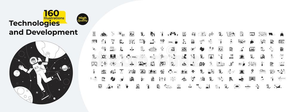 Technologies and Development Outline Illustrations Mega Bundle Stock ...