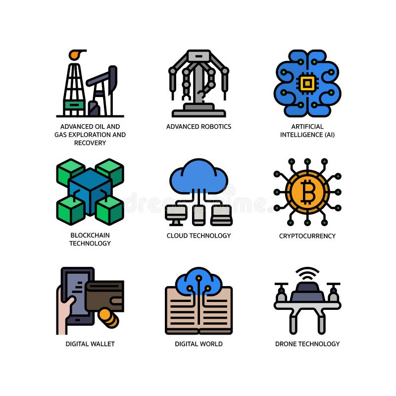 Digital Business Disruption Icon Set Stock Vector - Illustration of ...