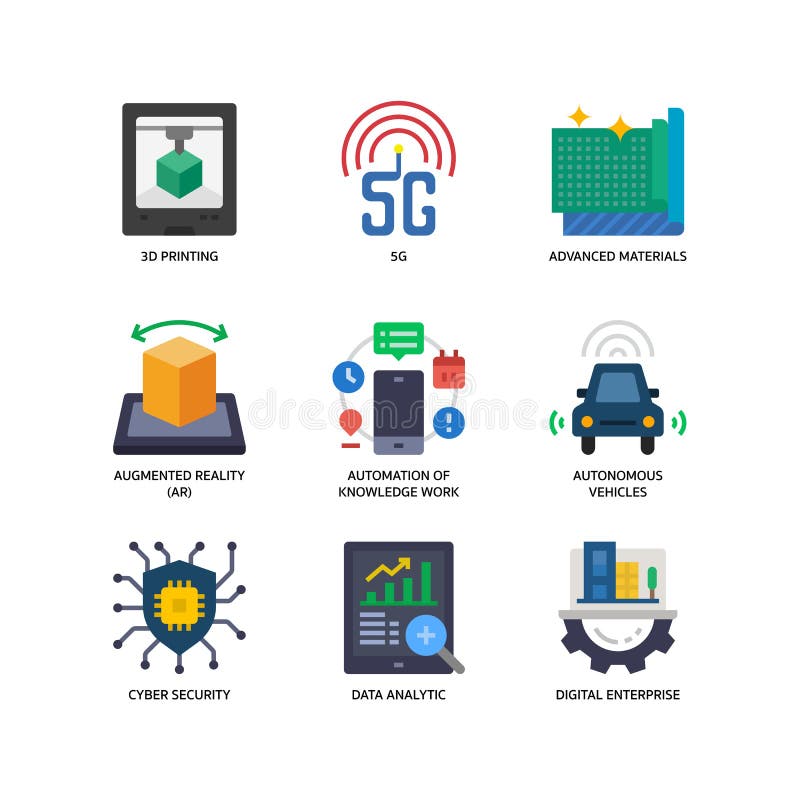 Technologies Disruption Icon Set Stock Vector - Illustration of smart ...