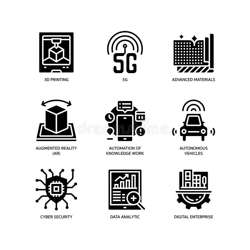 Technologies Disruption Icon Set Stock Vector - Illustration of data ...