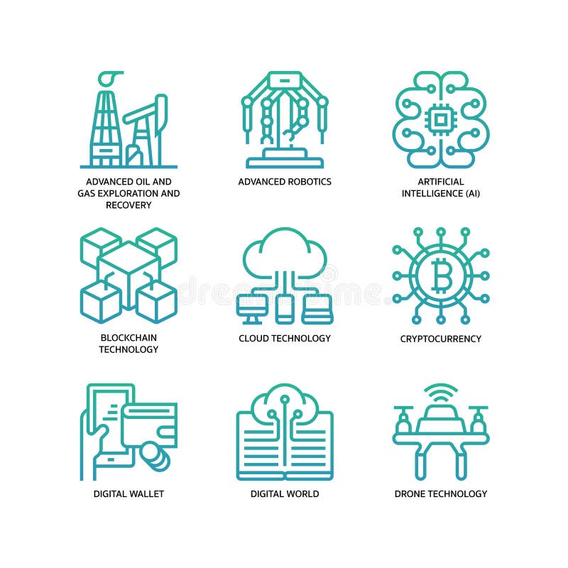 Technologies Disruption Icon Set Stock Vector - Illustration of smart ...
