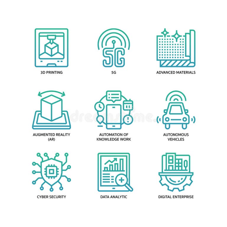 Technologies Disruption Icon Set Stock Vector - Illustration of ...