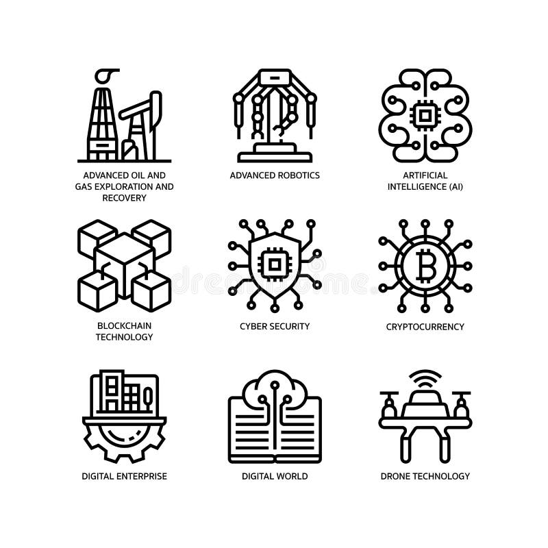 Technologies Disruption Icon Set Stock Vector - Illustration of world ...