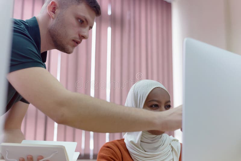 It Technologies Teacher at Work. it Professor Explain Lesson To ...