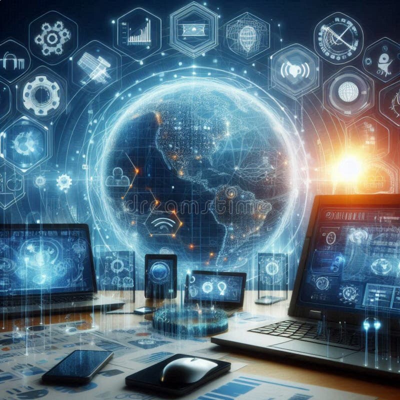 Futuristic UI Data and Network through Virtual Screen Stock ...