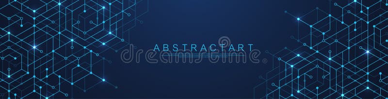 Technology Abstract Background with Cubes, Lines, Dots and Hexagons ...