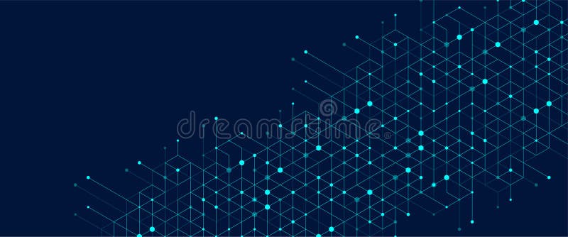 Technology Abstract Background with Cubes, Lines, Dots and Hexagons ...