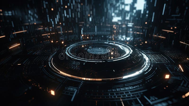 Technology Abstract Background with Hud Styled Round Interface Elements ...