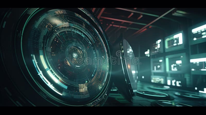 Technology Abstract Background with Hud Styled Round Interface Elements ...