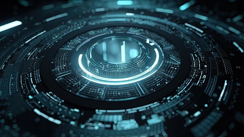 Technology Abstract Background with Hud Styled Round Interface Elements ...