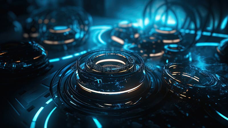 Technology Abstract Background with Hud Styled Round Interface Elements ...