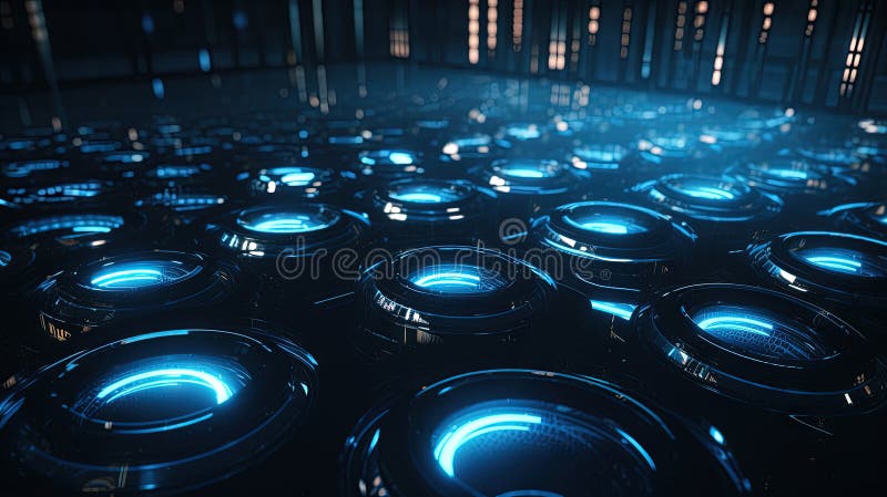 Technology Abstract Background with Hud Styled Round Interface Elements ...