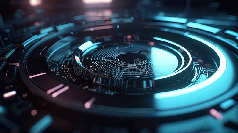 Technology Abstract Background with Hud Styled Round Interface Elements ...