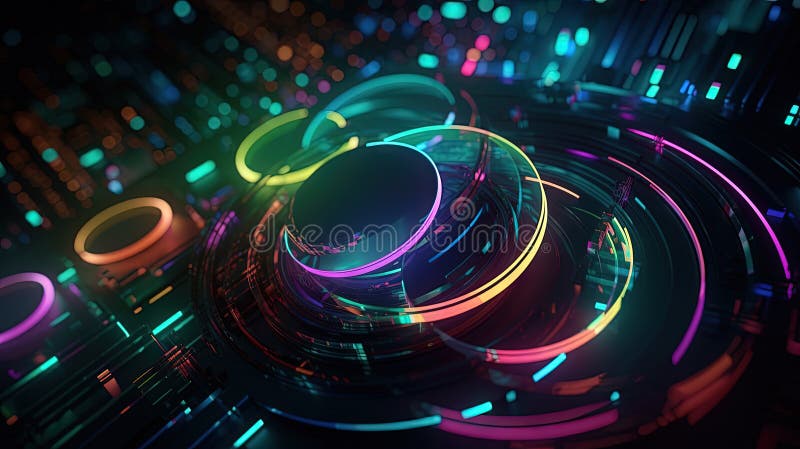 Technology Abstract Background with Hud Styled Round Interface Elements ...