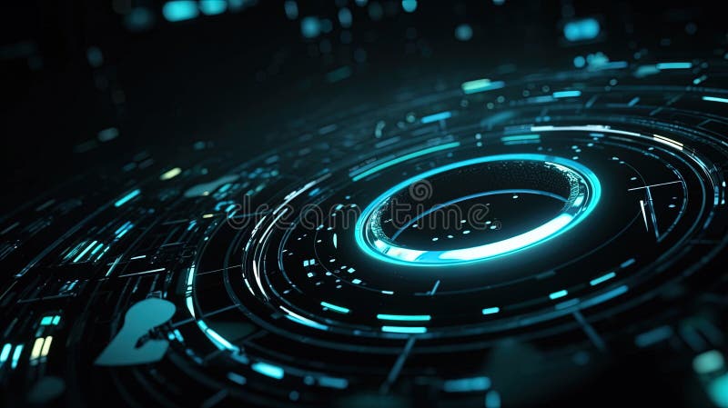Technology Abstract Background with Hud Styled Round Interface Elements ...