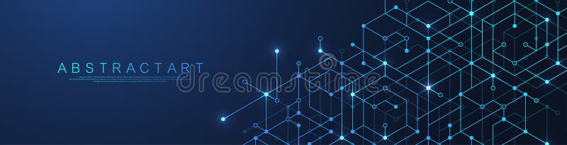 Technology Abstract Background Lines, Dots and Hexagons. Hexagonal ...