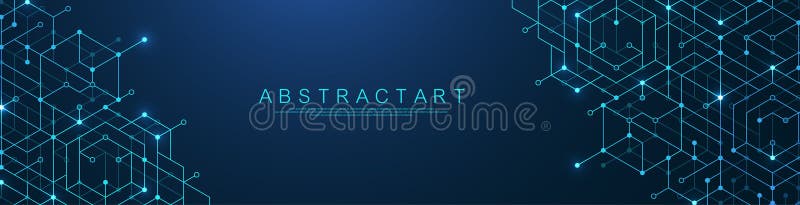 Technology Abstract Background Lines, Dots and Hexagons. Hexagonal ...