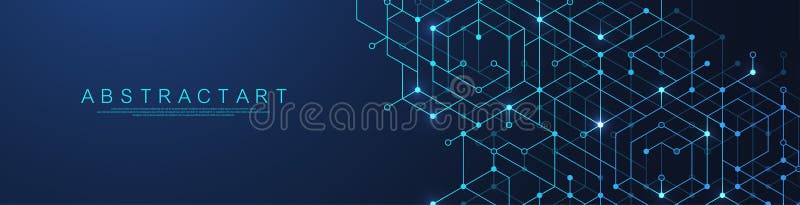 Technology Abstract Background Lines, Dots and Hexagons. Hexagonal ...