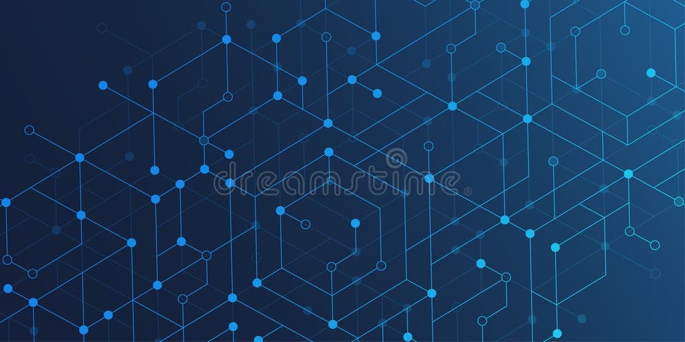 Technology Abstract Background Lines, Dots and Hexagons. Hexagonal ...