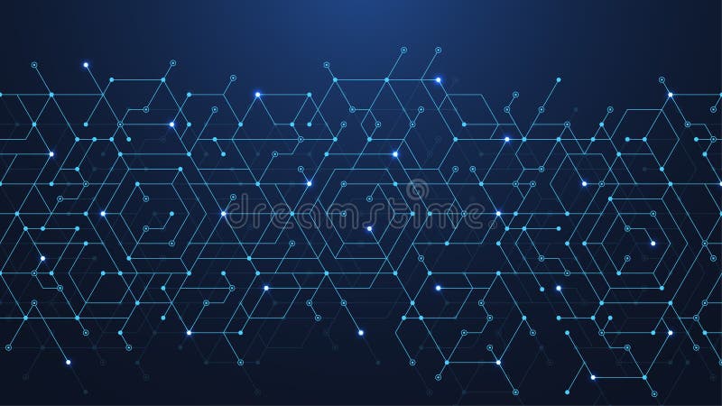 Technology Abstract Background Lines, Dots and Hexagons. Hexagonal ...