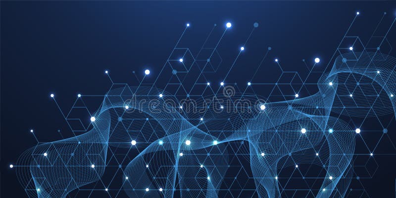 Technology Abstract Background Lines, Dots and Hexagons. Hexagonal ...