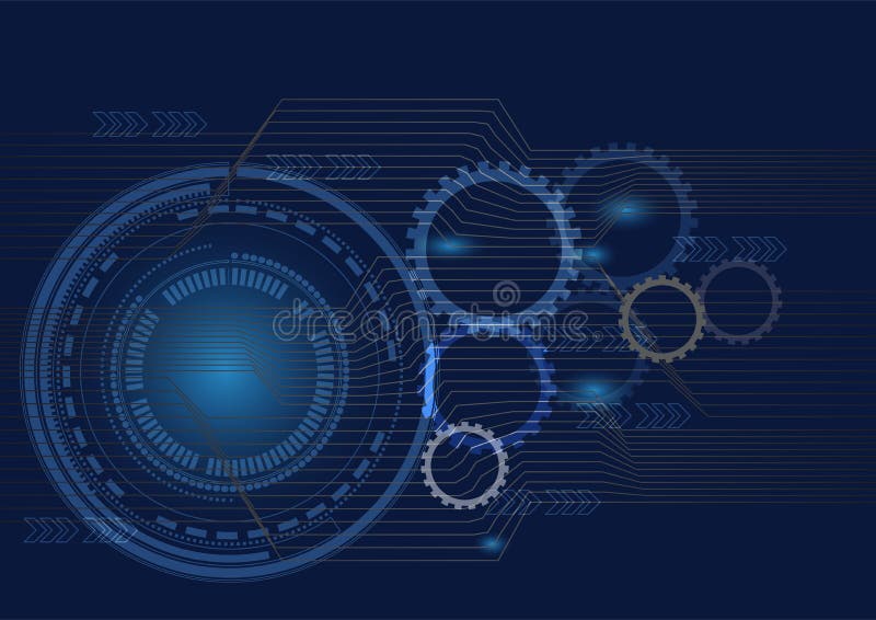 Tech Wheel and Cog and Wireframe Stock Vector - Illustration of metal ...