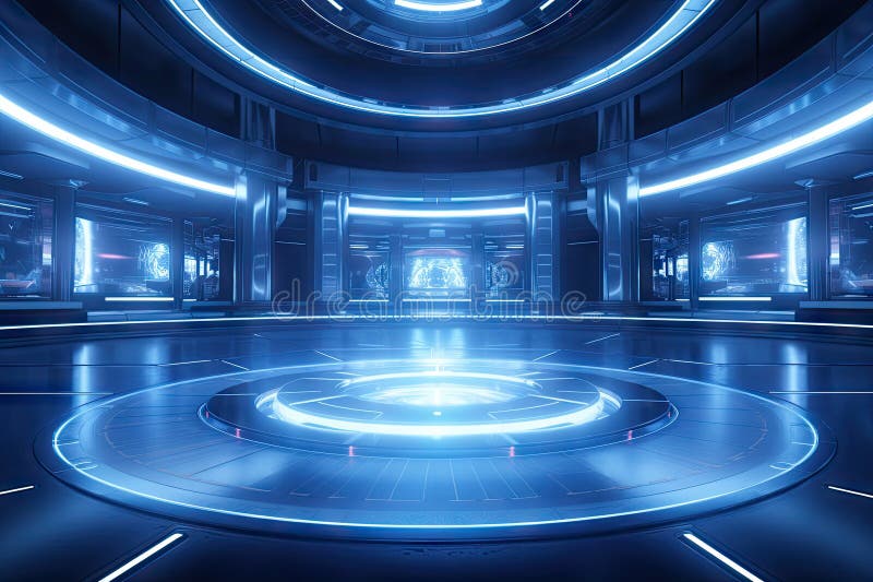 Technology Abstract Blue Hi-tech Stage Display Background, Empty Space ...