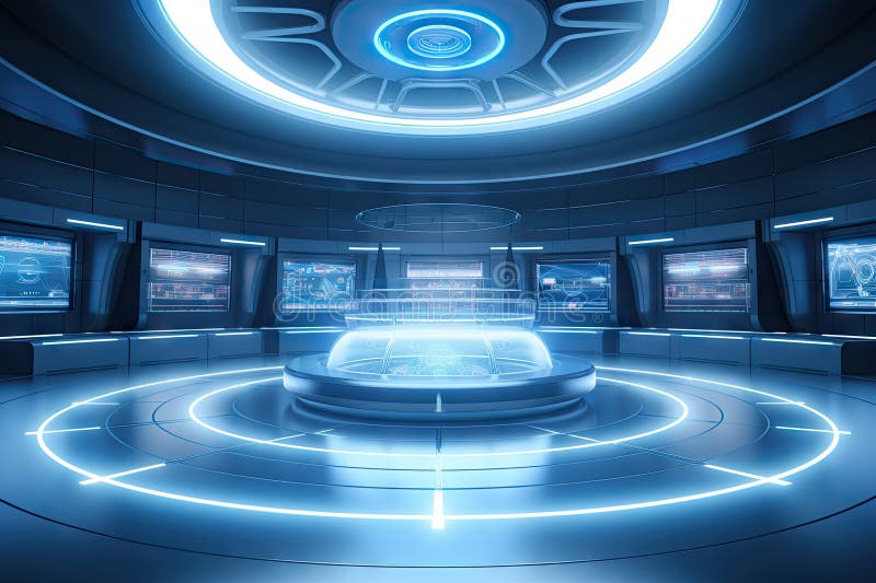 Technology Abstract Blue Hi-tech Stage Display Background, Empty Space ...