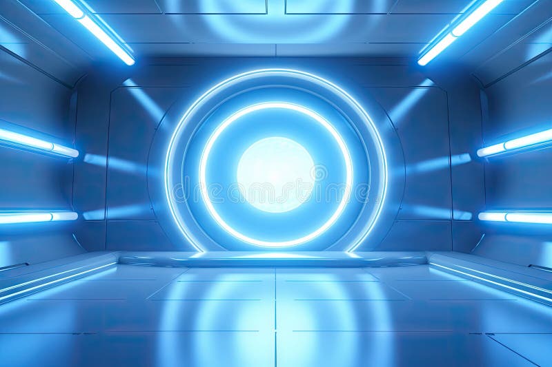 Technology Abstract Blue Hi-tech Stage Display Background, Empty Space ...