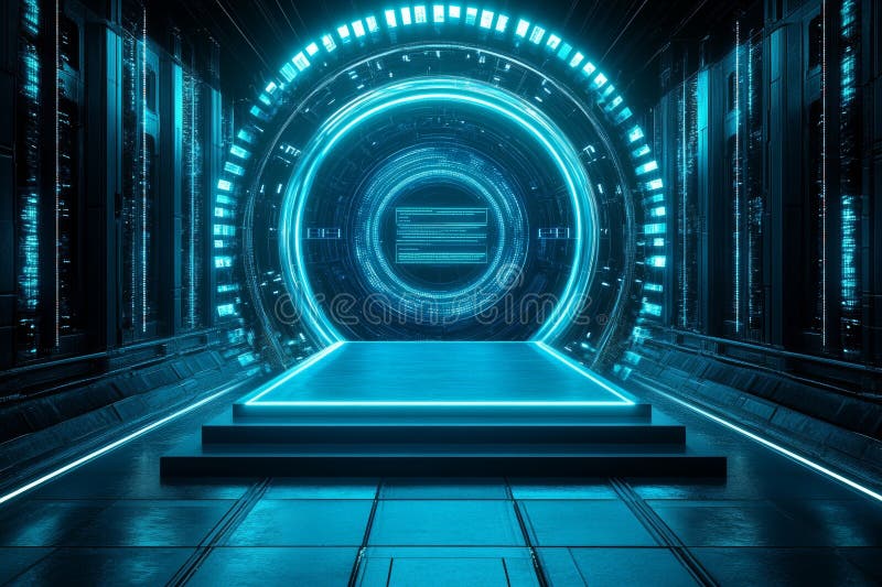 The Technology Abstract Blue Hi-tech Stage Display Background Includes ...