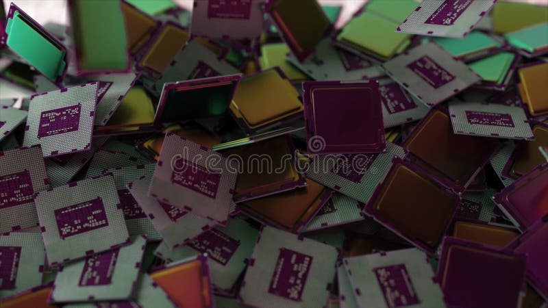 Technology Abstract Concept. Multi-colored Microcircuits Fall on a ...