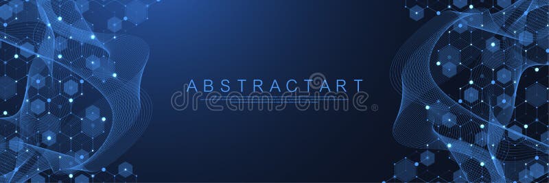 Technology Abstract Lines and Dots Connect Background with Hexagons ...