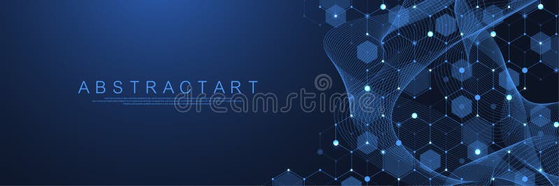 Technology Abstract Lines and Dots Connect Background with Hexagons ...