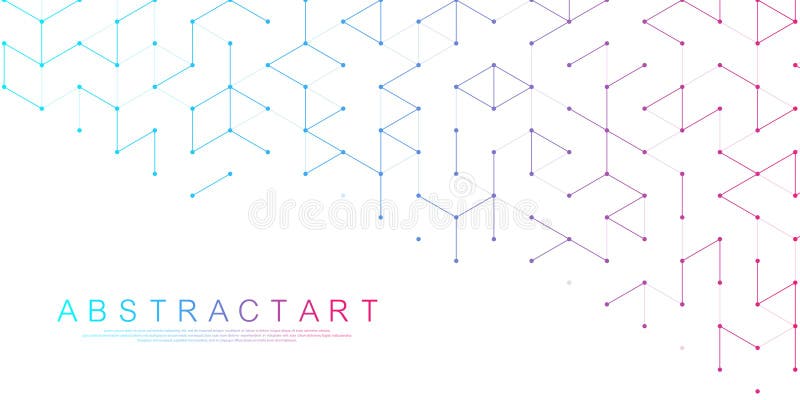 Technology Abstract Lines and Dots Connect Background with Hexagons ...
