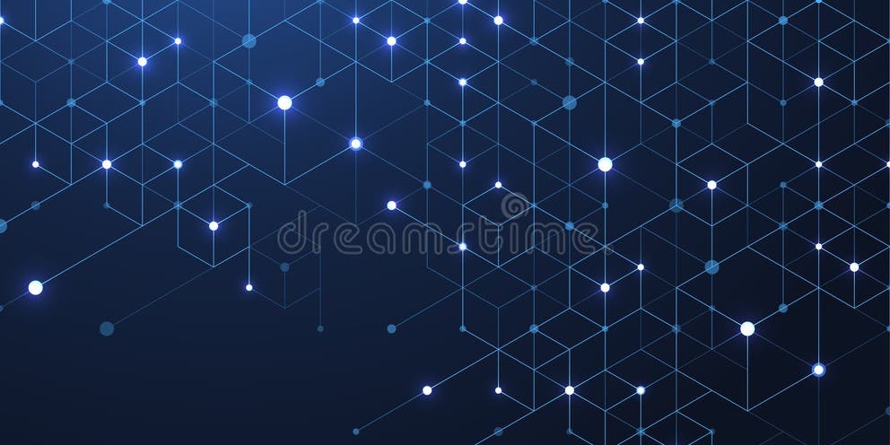 Technology Abstract Lines and Dots Connect Background with Hexagons. Hexagons Connection Digital ...