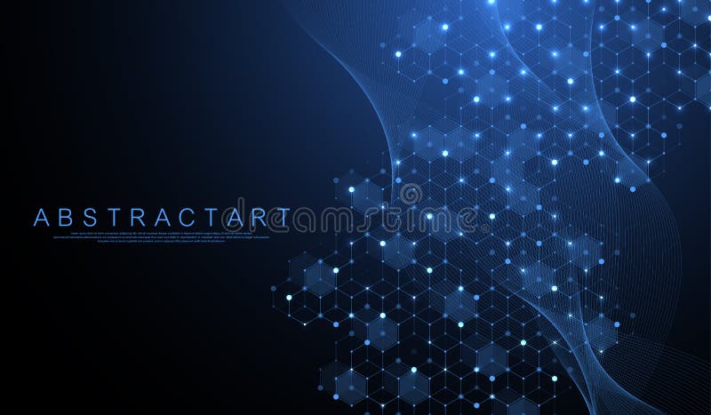 Technology Abstract Lines and Dots Connect Background with Hexagons ...